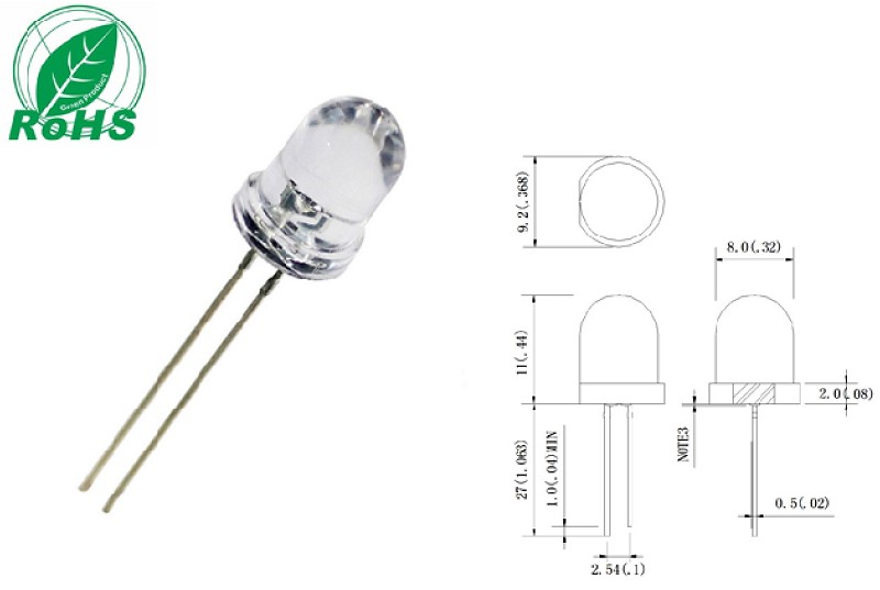 8mm LED, Round And Straw Hat, 0.1W/0.2W/0.5W – Asiatech Incorporation ...